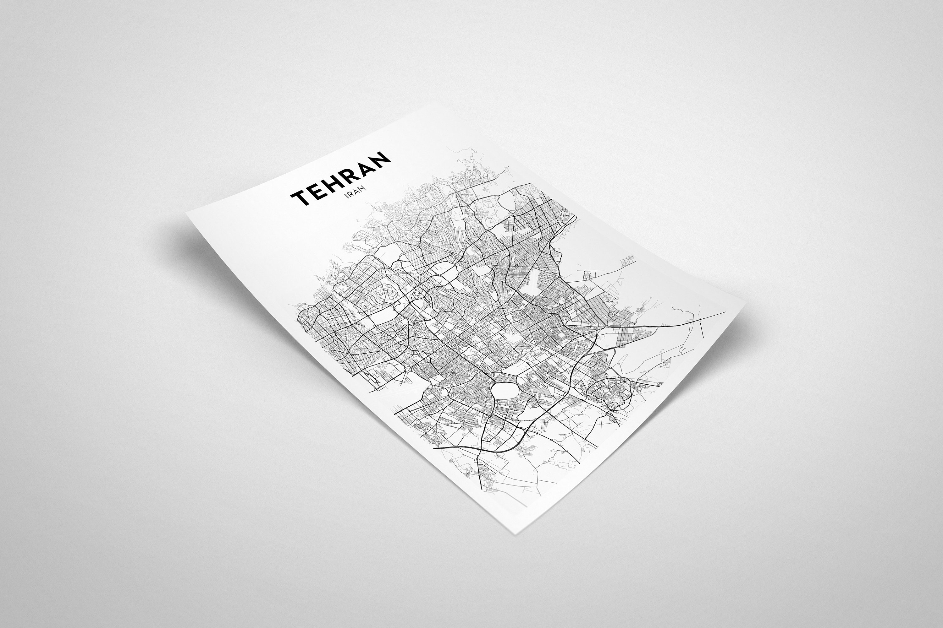 Tehran Street Map Poster Tehran Map Wall Art Iranian Cities - Etsy ...