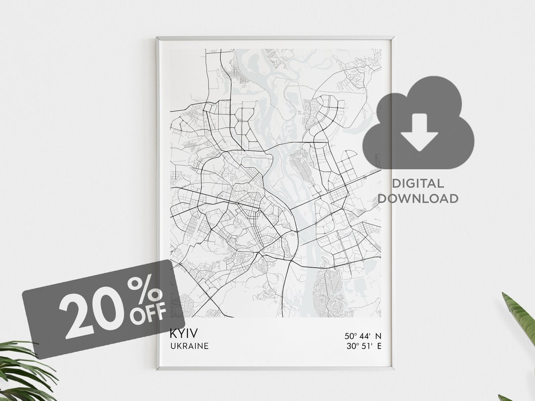 Kyiv Map Print, Ukraine City Map, Kyiv Map Art Printable, Kyiv ...