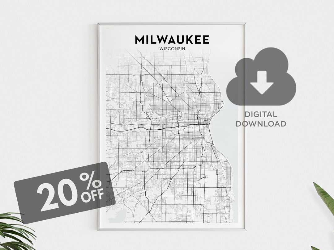Milwaukee City Map Poster, Milwaukee Map Print, Wisconsin State Map ...