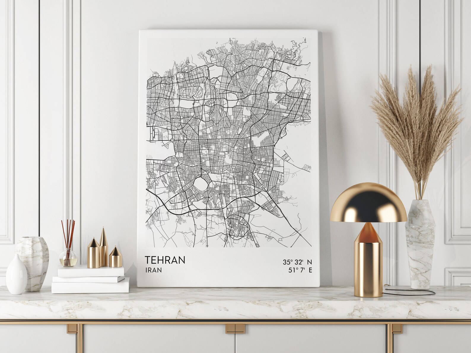 Tehran Road Map Poster, Tehran City Map Wall Art, Iranian Cities, Iran ...