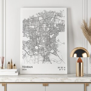 Tehran Road Map Poster, Tehran City Map Wall Art, Iranian Cities, Iran ...