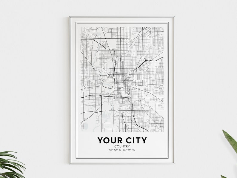 Custom City Map Any Town Any City Personalized Map Custom - Etsy