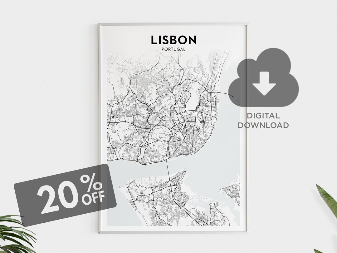 Lisbon City Map Print, Portugal Map Art, Mapa De Lisboa, Lisbon Wall ...