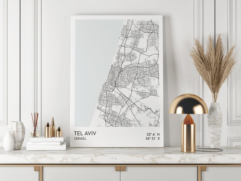 Tel Aviv Map Print, Israel Map Art, Tel Aviv Street Map, Israel Wall ...