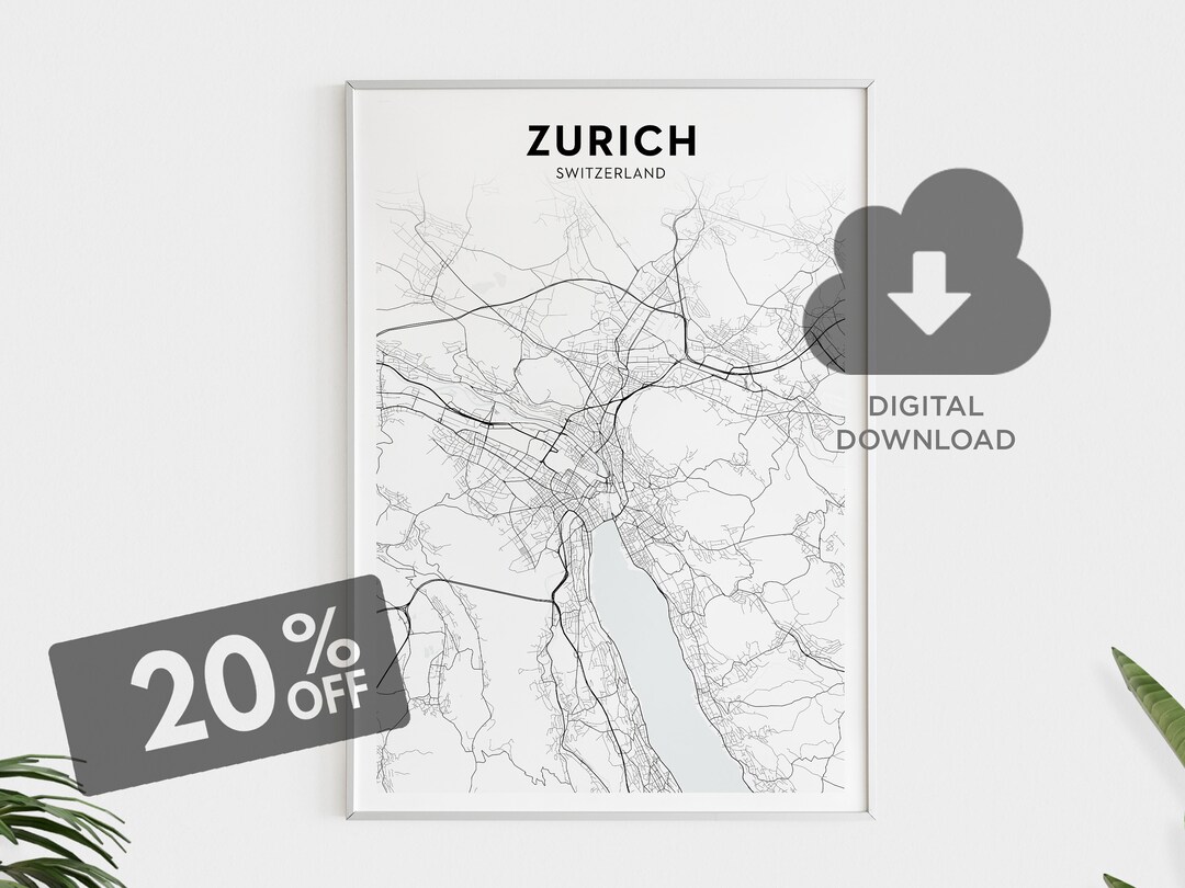 Zurich Large Map Print, Zurich City Map Printable, Zurich Map Wall ...