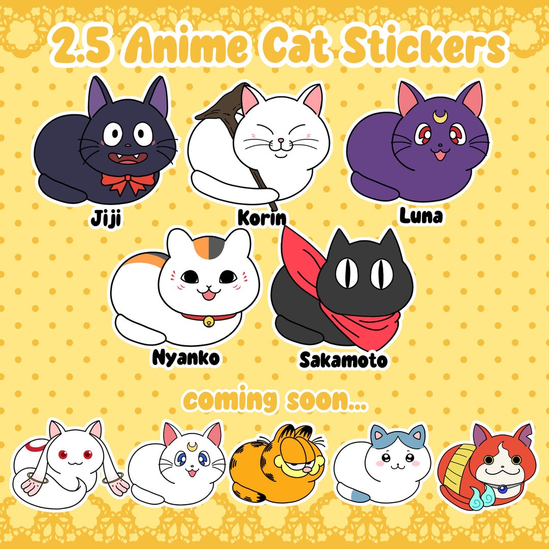 2.5" Anime Cat Stickers - Etsy