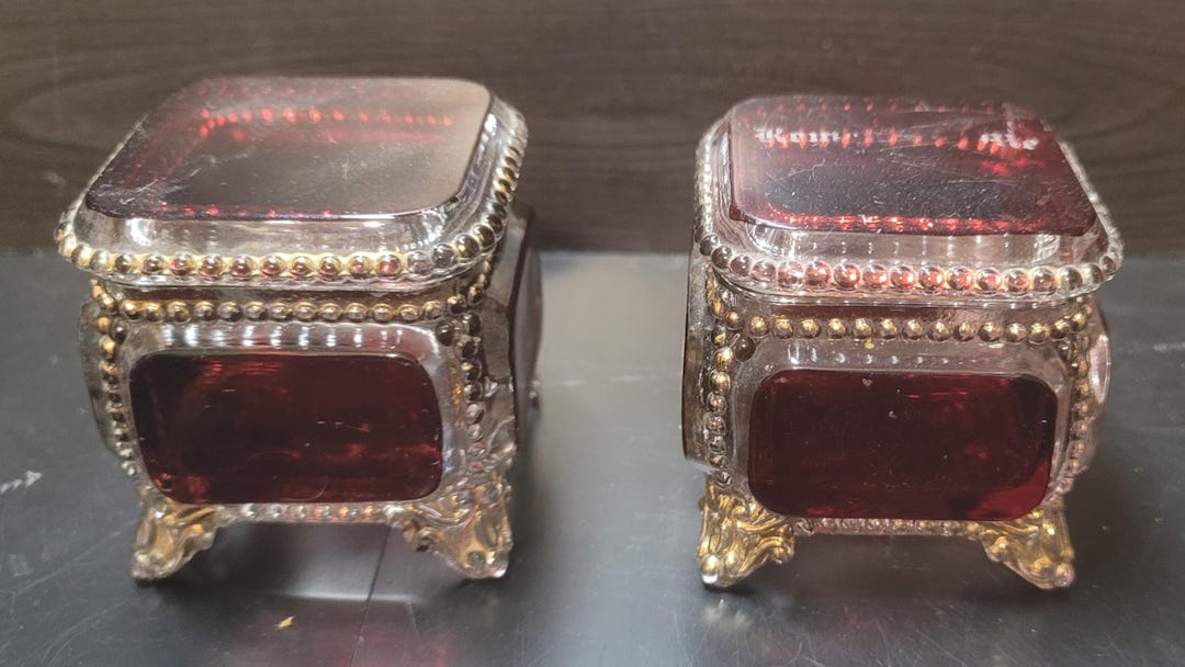 N.C. State Fair Souvenir Ruby Red Glass Trinket Boxes From 1916 - Etsy