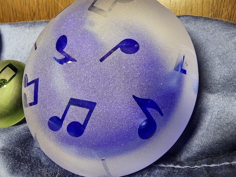 Music Notes Theme Frosted Glass Paperweight Trio - Hand-blown Desk ...