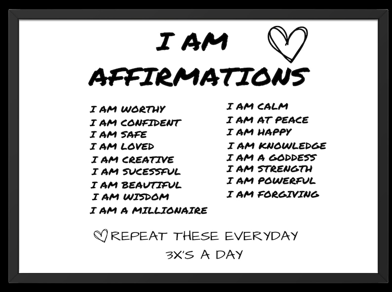 Digital Download Self Love Affirmation Wall Multiple - Etsy
