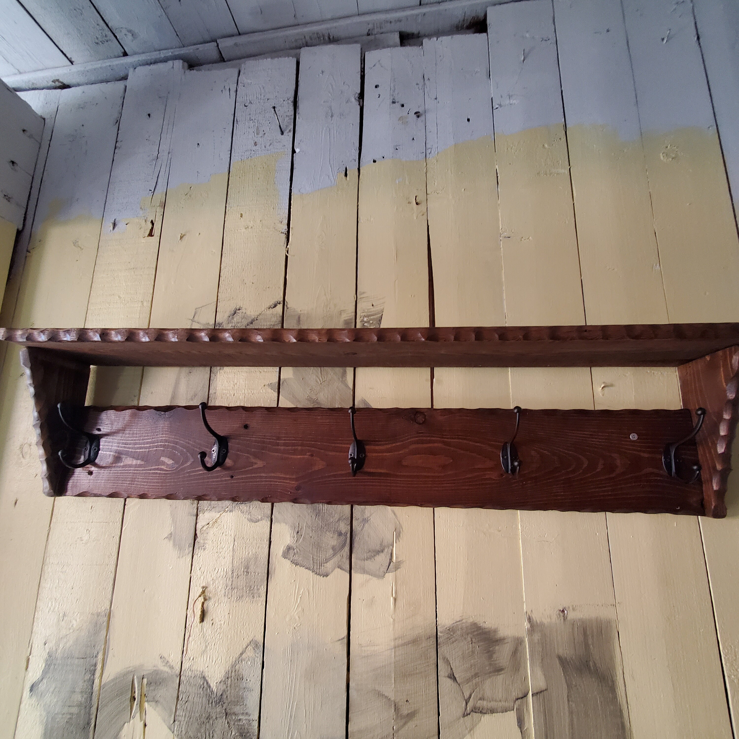 Reclaimed Repurposed Wood Coat Rack With Shelf - Etsy