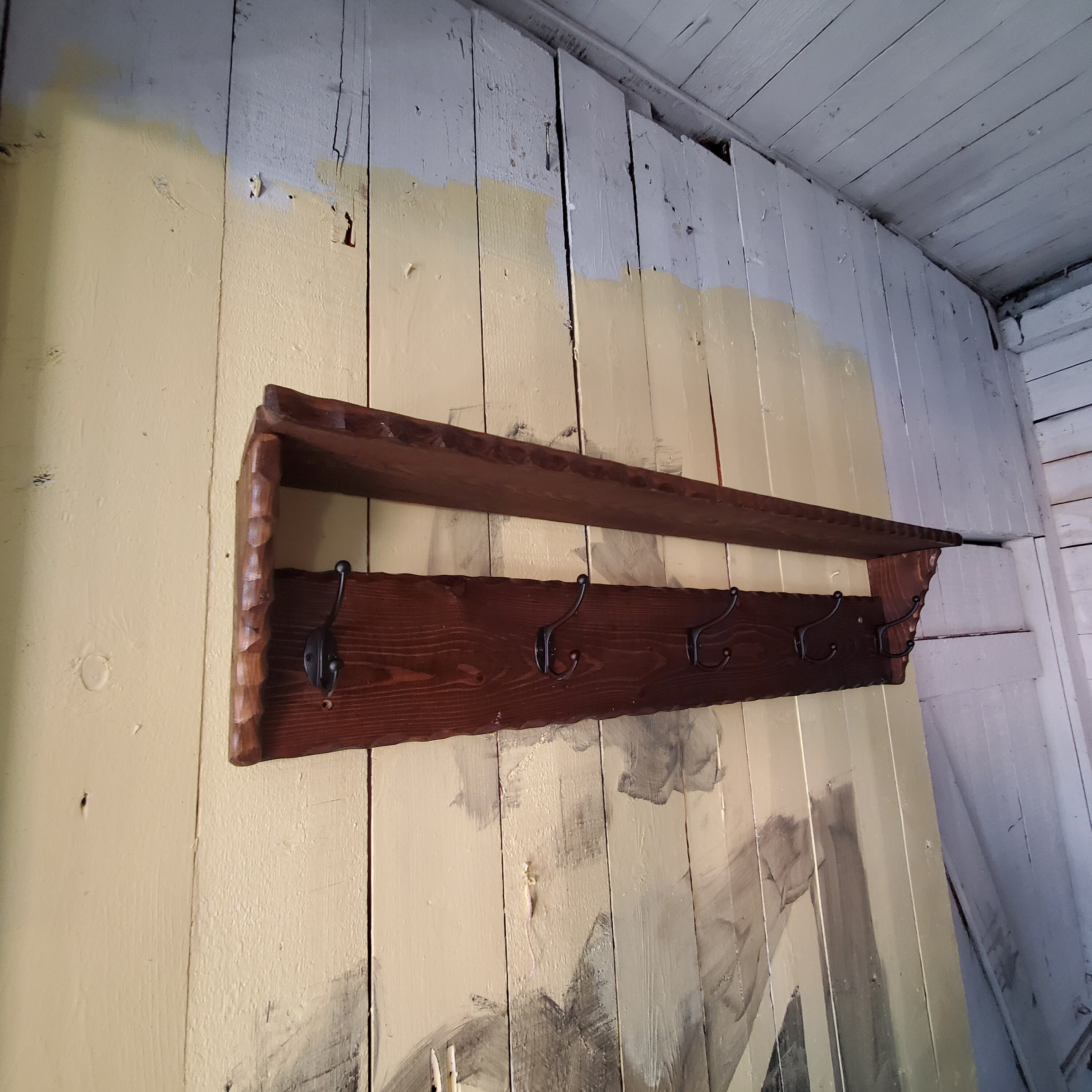 Reclaimed Repurposed Wood Coat Rack With Shelf - Etsy