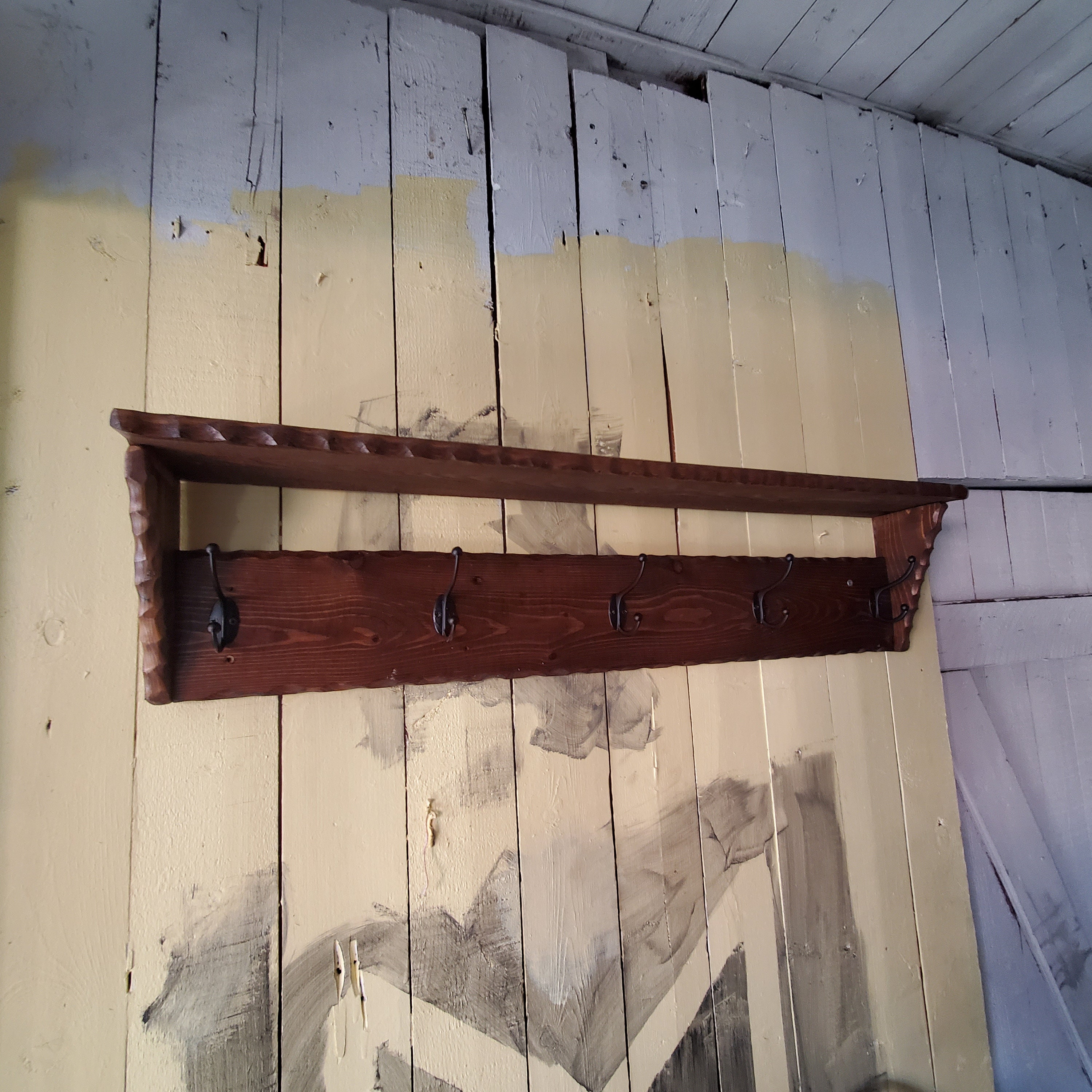 Reclaimed Repurposed Wood Coat Rack With Shelf - Etsy