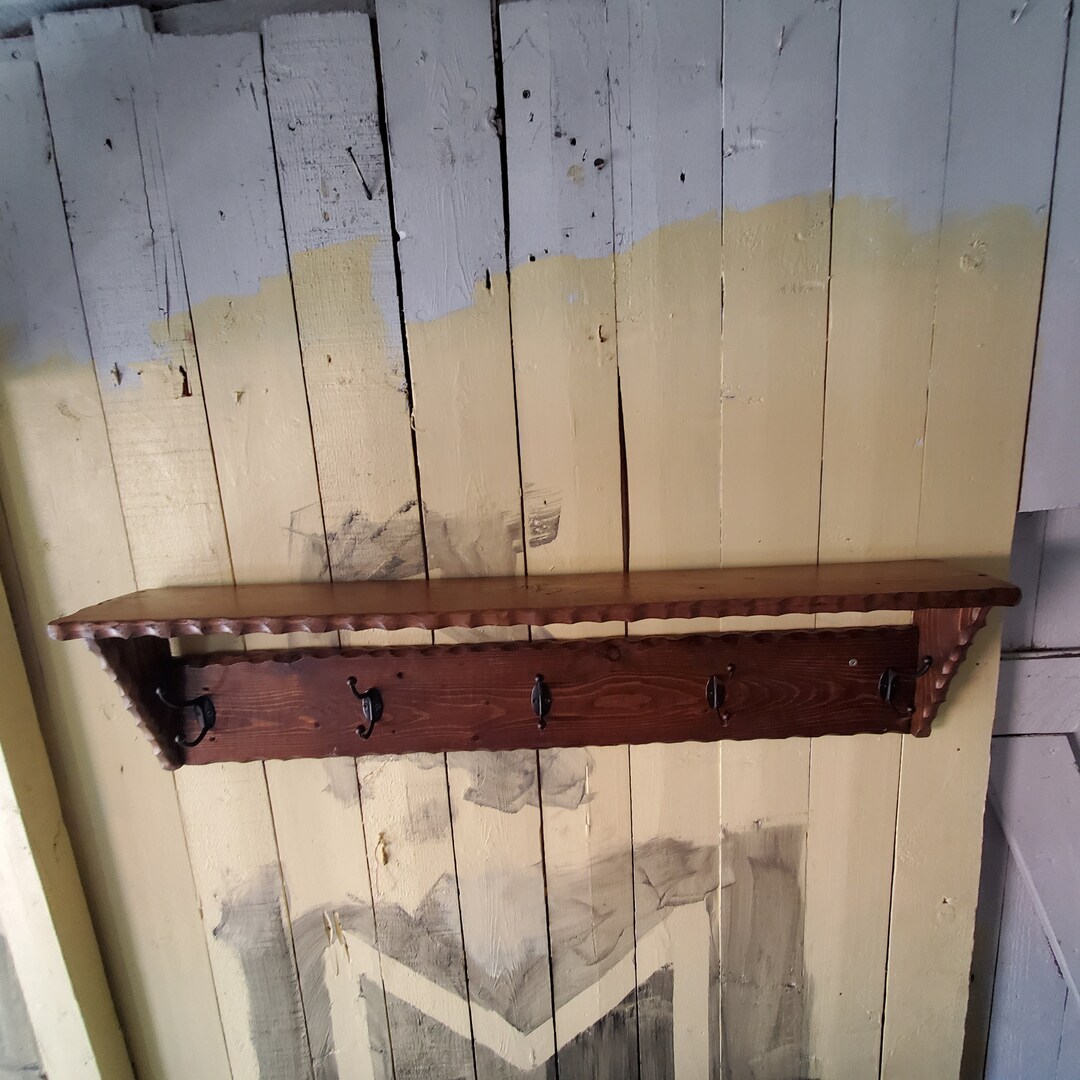 Reclaimed Repurposed Wood Coat Rack With Shelf - Etsy