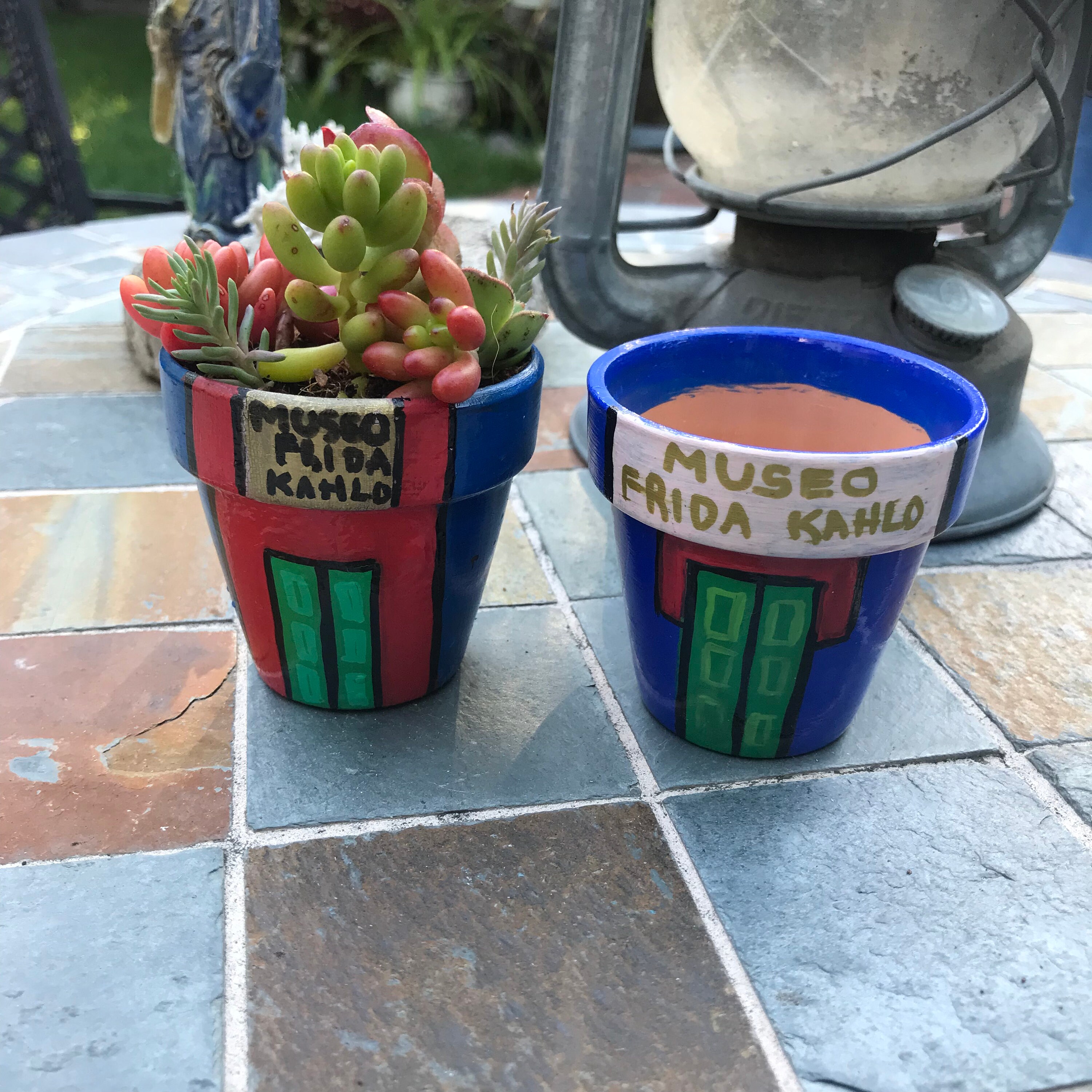 2 Pieces Set Hand Painted Mexican Style Pot. Succulent Planters ...