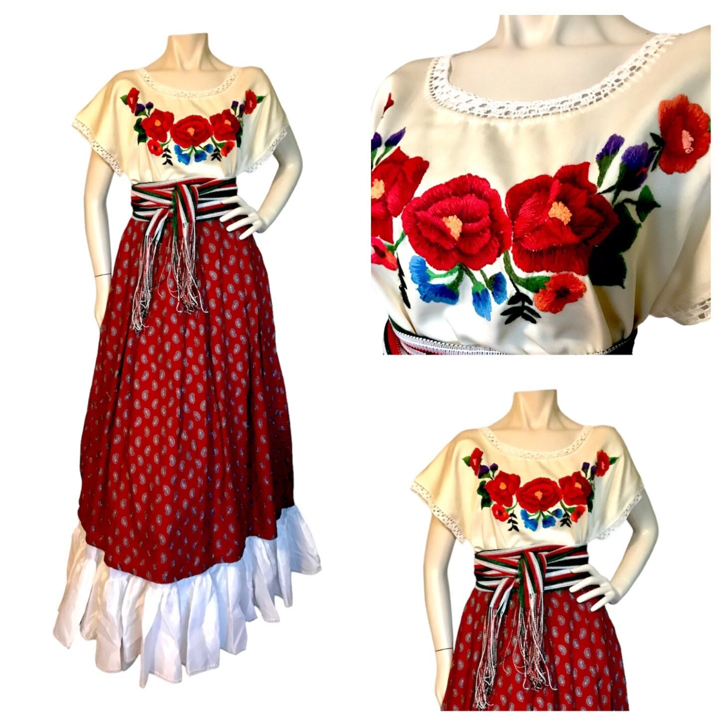 Frida Kahlo Costume.mexican Embroidered Top. Frida Kahlo Style Top. Day ...