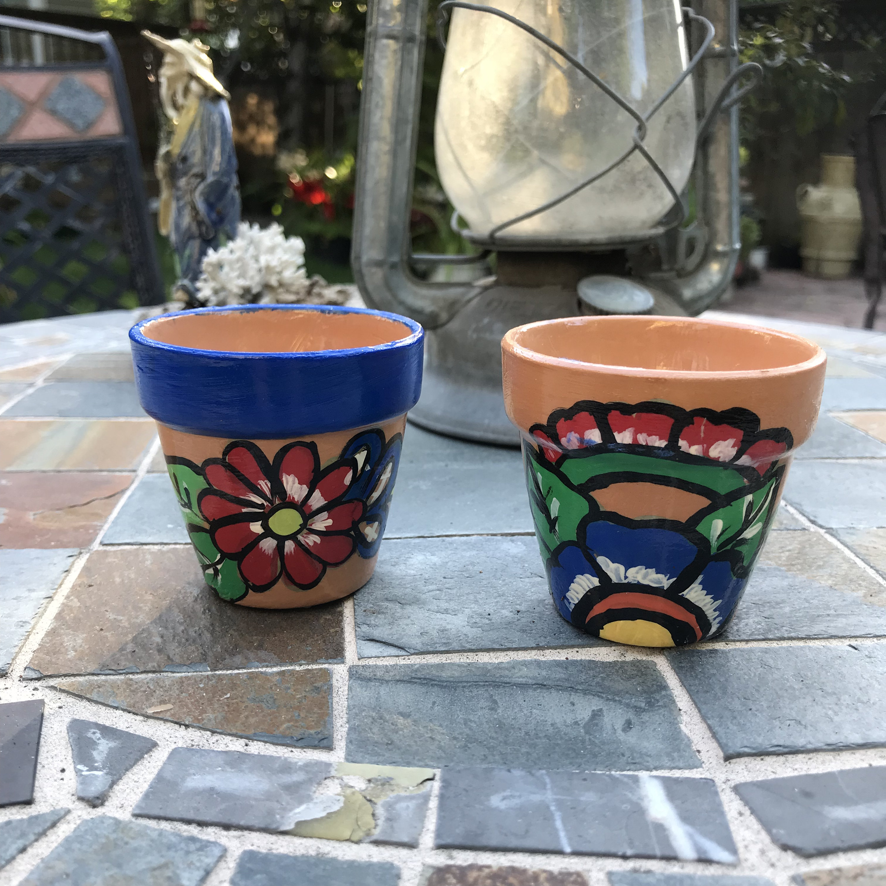 2 Pieces Set Hand Painted Mexican Style Pot. Succulent Planters ...