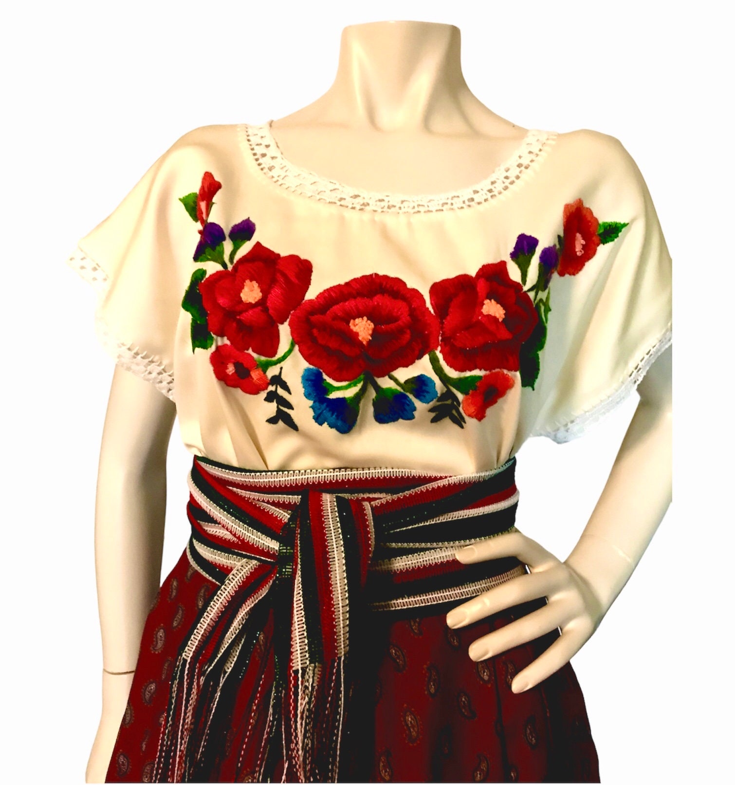 Frida Kahlo Costume.mexican Embroidered Top. Frida Kahlo Style Top. Day ...