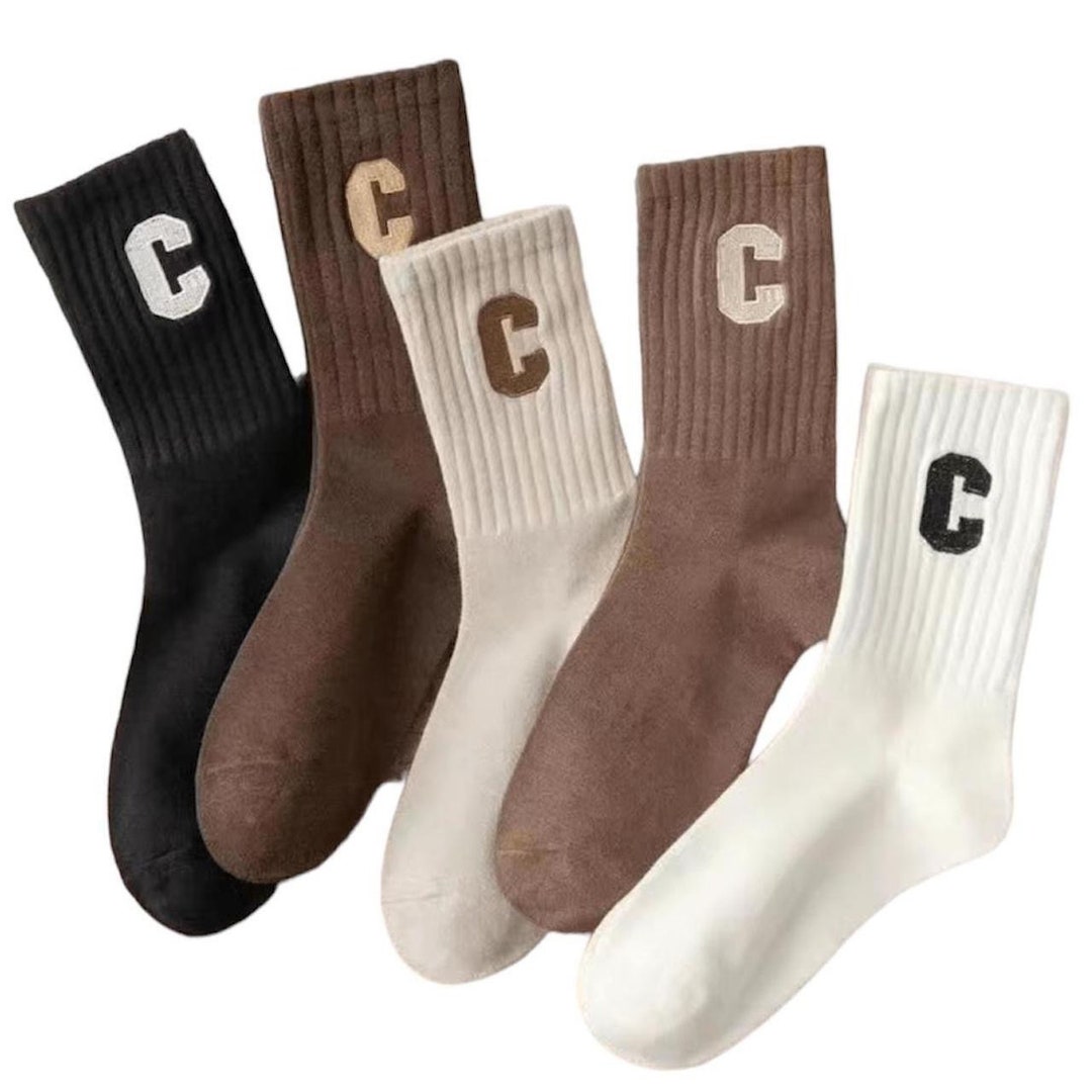Letter C Socks Cozy, Gifts, Comfortable, Mid Crew Length 5 Pairs - Etsy