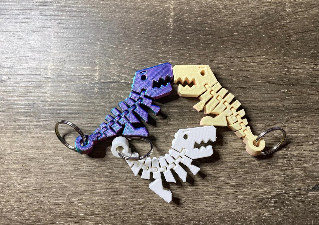 3D Printed Dino Fidget Keychain - Etsy