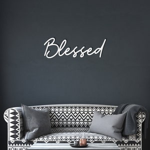 Metal Blessed Sign - Metal Cursive Word Sign, Blessed Word Wall Art ...