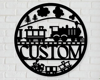 Train Metal Sign, Train Wall Decor, Custom Train Sign, Train Gifts for ...