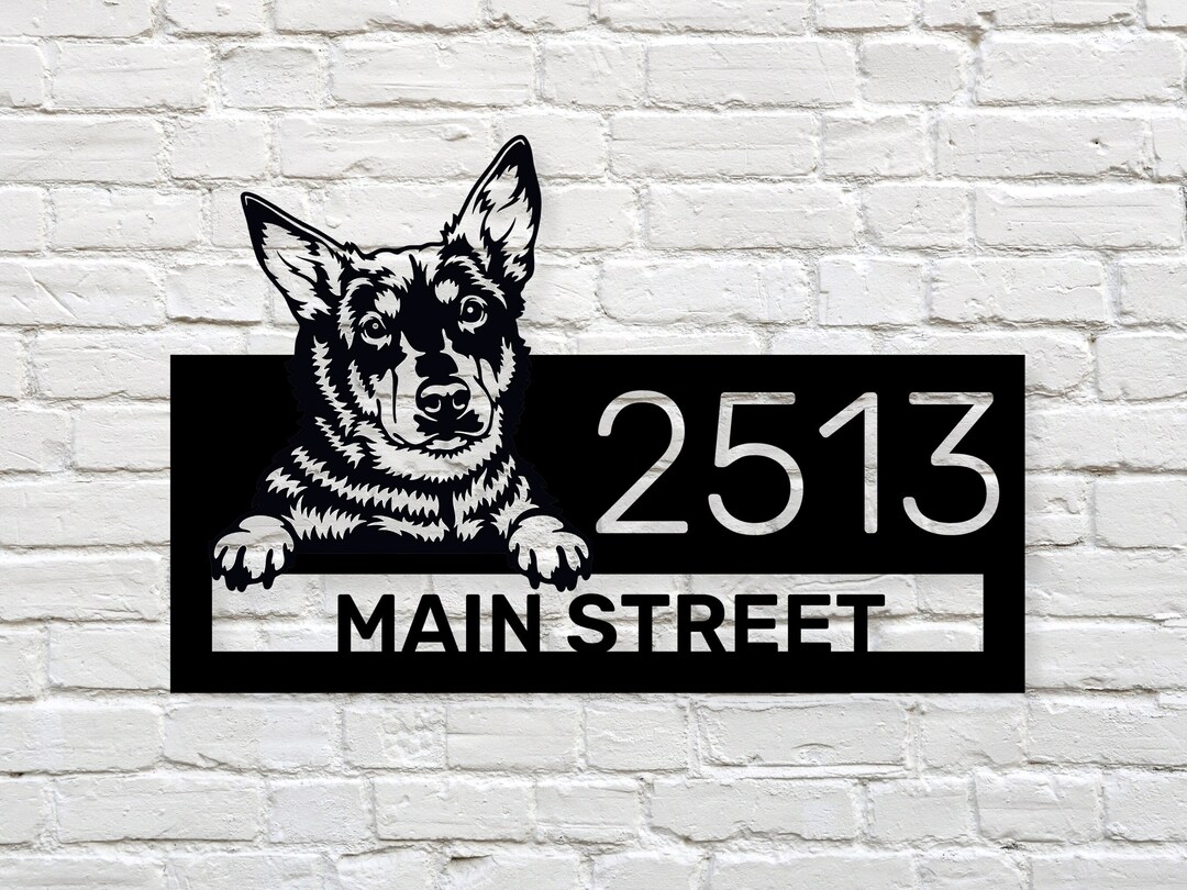 Custom Australian Kelpie Address Sign - Personalized Kelpie Metal House ...
