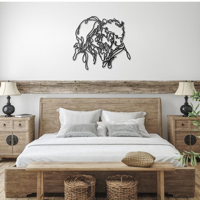 Kissing Couple Metal Line Art Couple Metal Wall Art Couple - Etsy