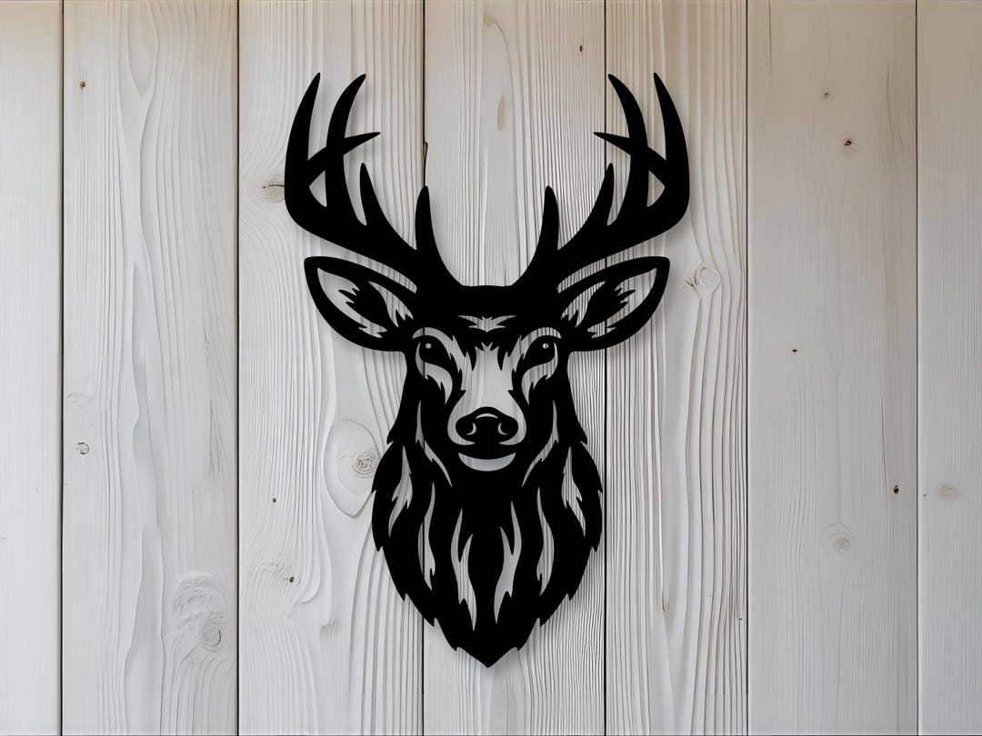 Stag Head Metal Wall Art - Deer Head Wall Decor, Rustic Hunting Cabin ...