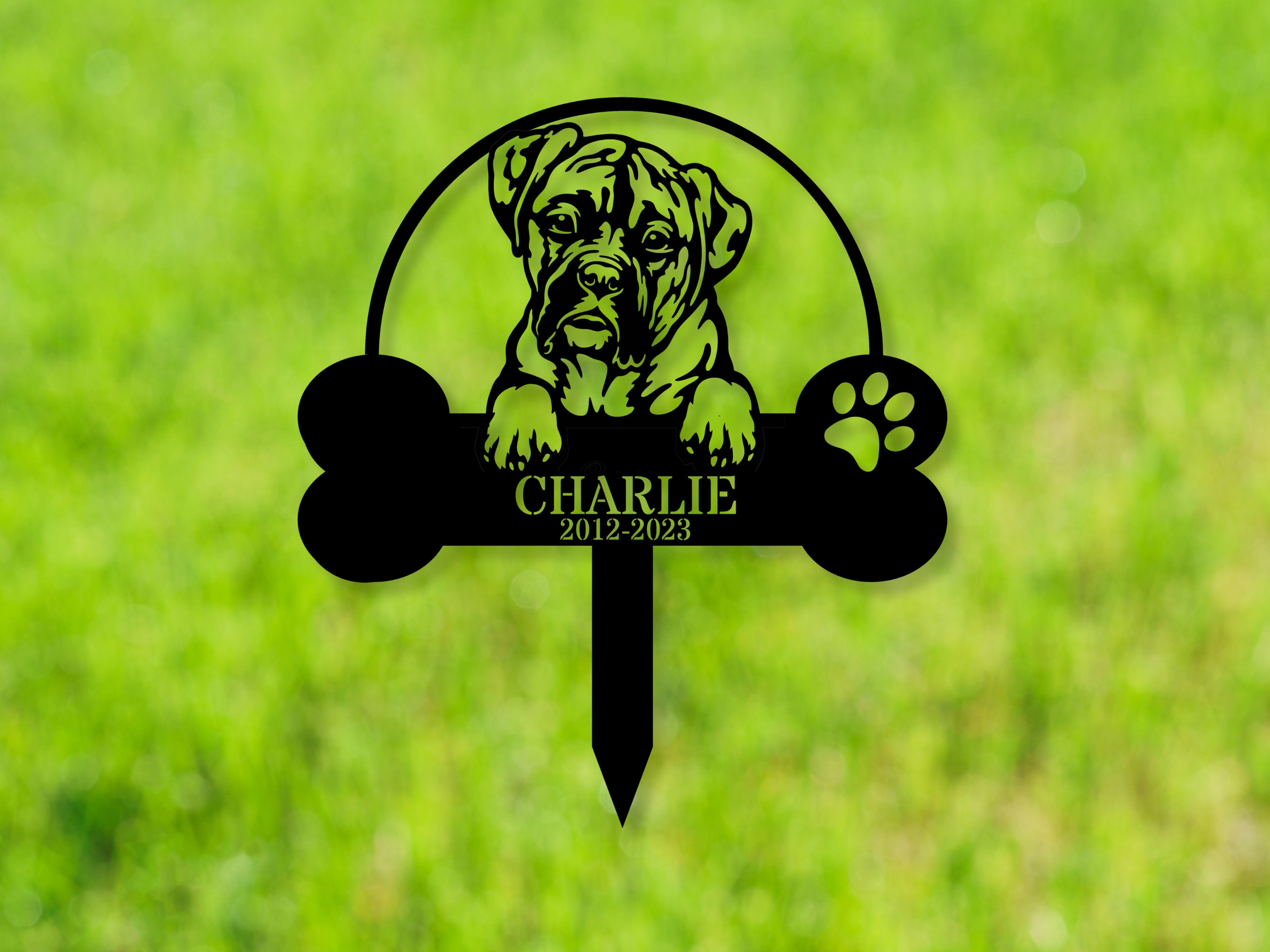 Custom Boxer Memorial Stake Personalized Boxer Dog Grave Marker, Metal ...