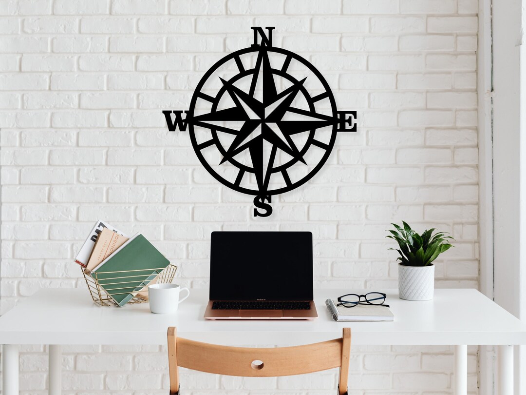 Nautical Compass Metal Sign - Compass Wall Art, Metal Outdoor Compass ...