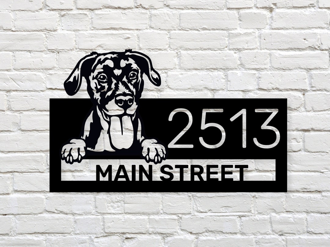Custom Doberman Address Sign - Personalized Doberman Metal House Number ...