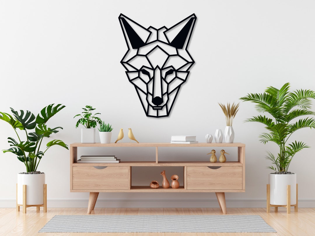 Geometric Fox Metal Wall Art - Fox Wall Decor, Fox Wall Hanging, Metal ...