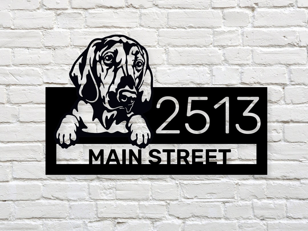 Custom Bloodhound Address Sign - Personalized Bloodhound Metal House ...