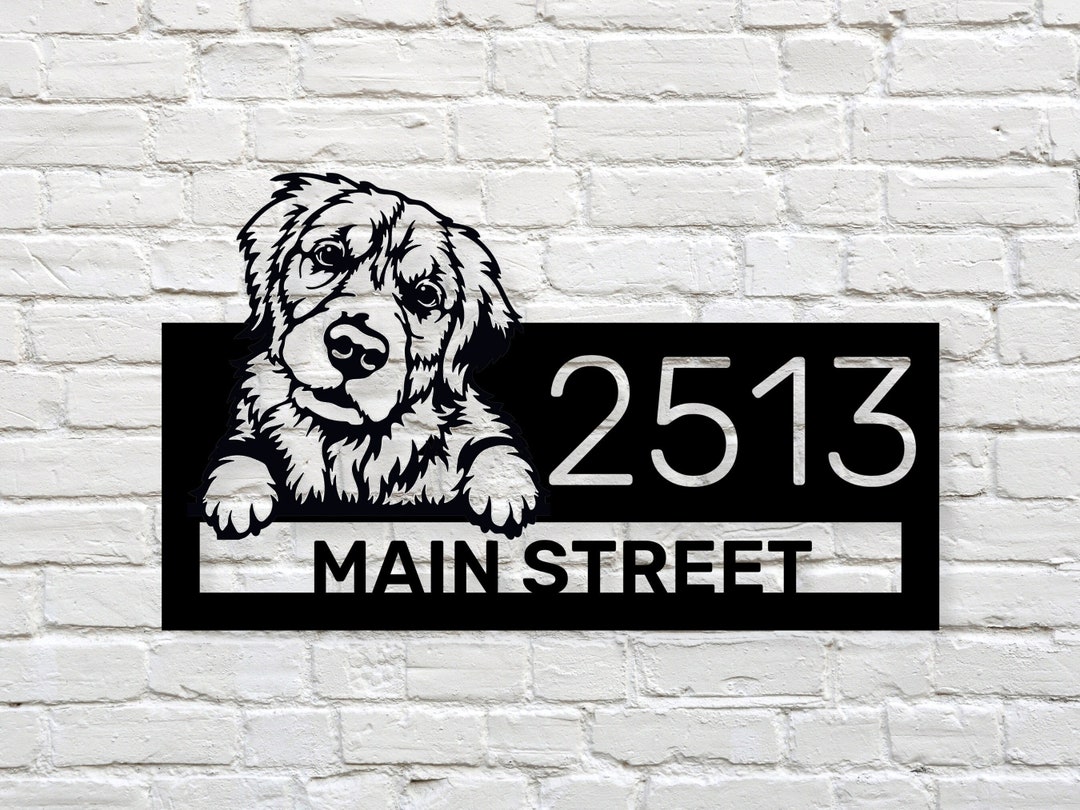 Custom Golden Retriever Address Sign - Personalized Golden Retriever ...