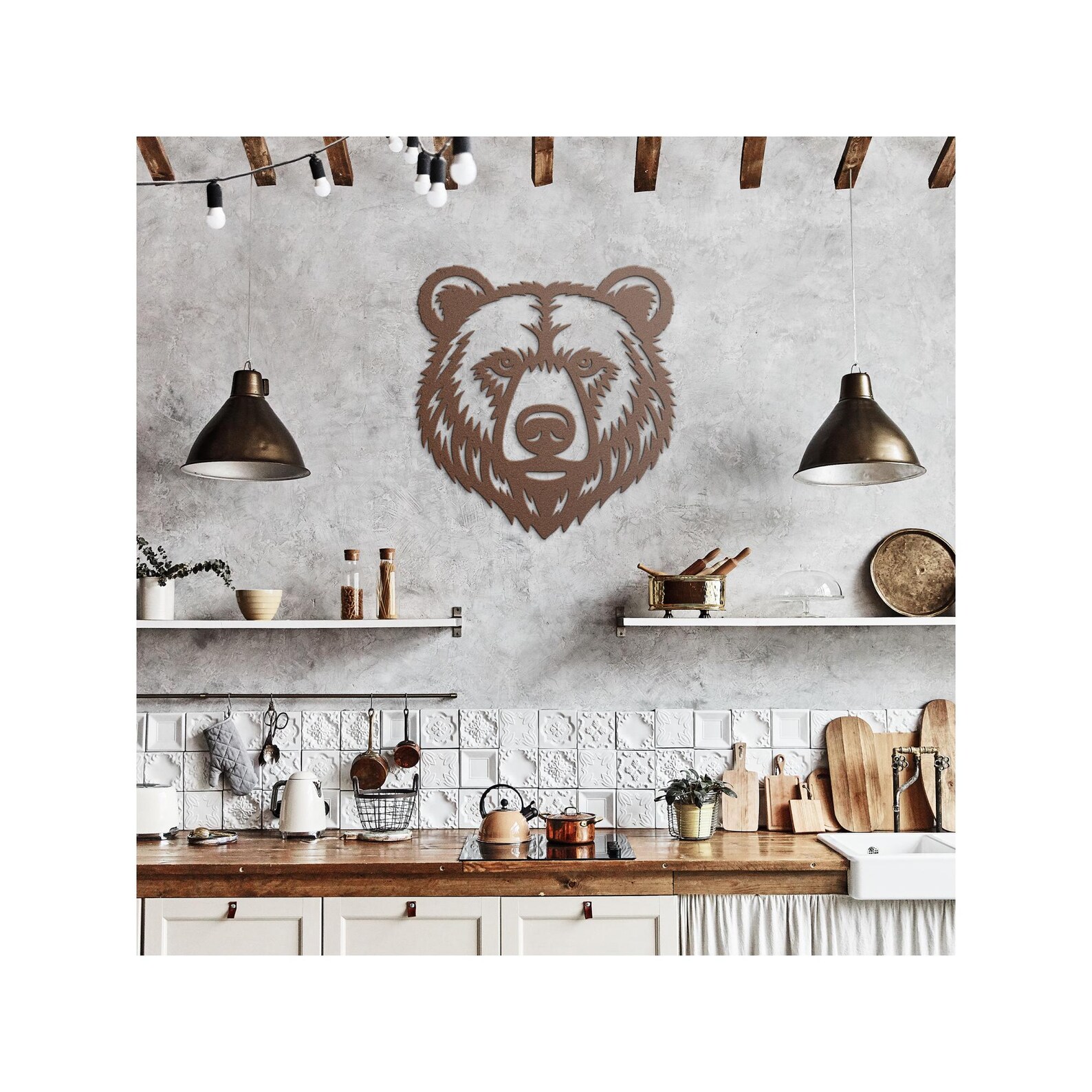 Bear Metal Wall Art - Rustic Bear Decor, Cabin Wall Art, Wildlife Home ...