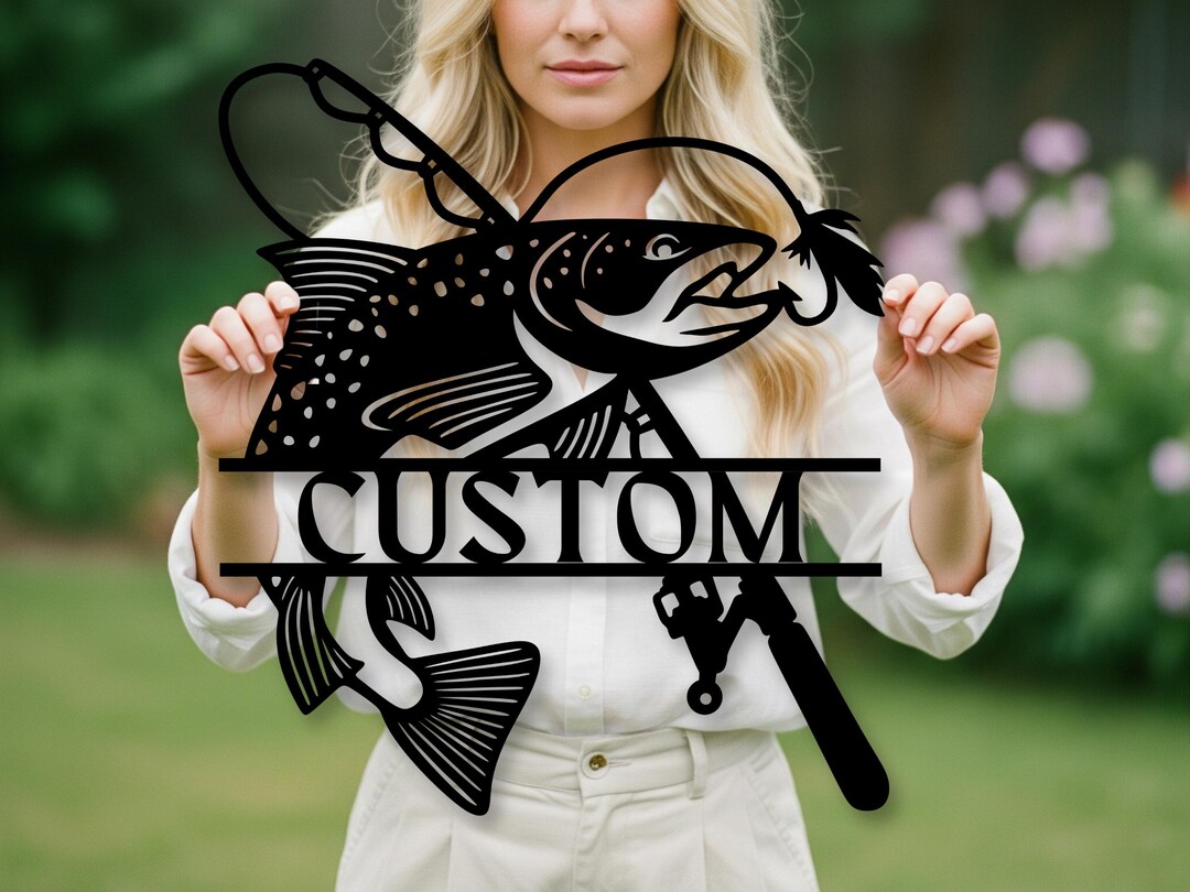 Custom Trout Fly Fishing Sign - Personalized Fishing Wall Art, Trout ...