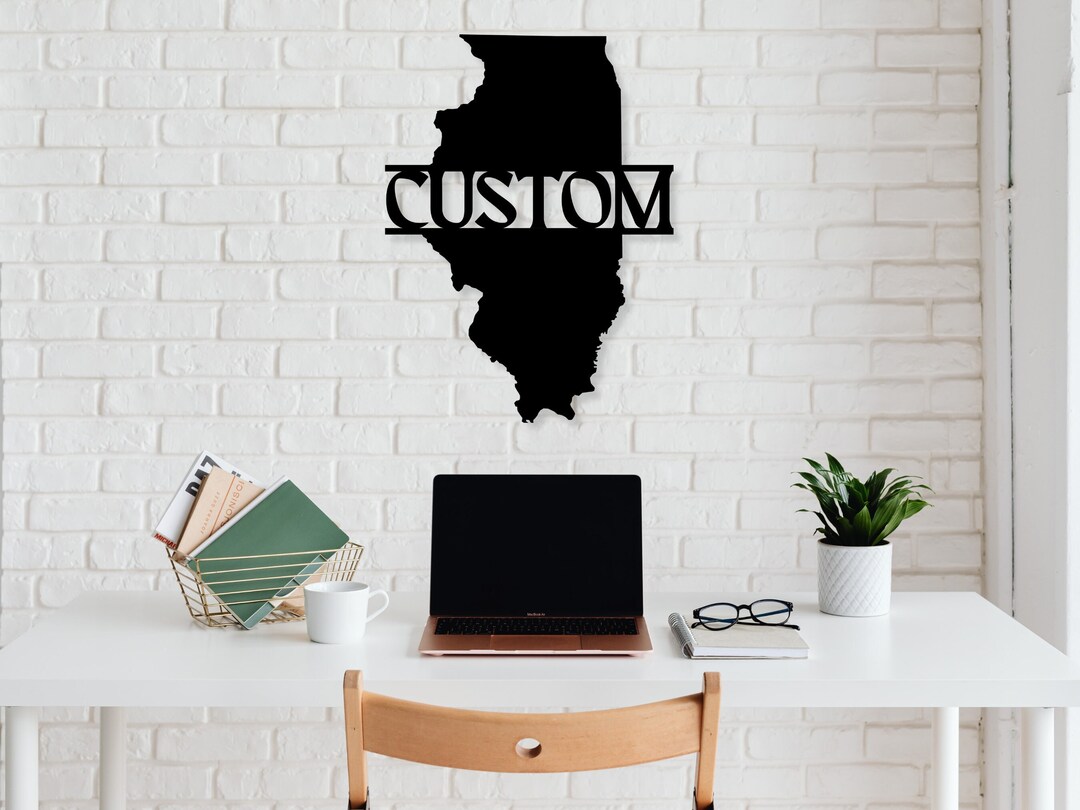Custom Illinois Metal Wall Art - Personalized Metal Illinois Sign ...