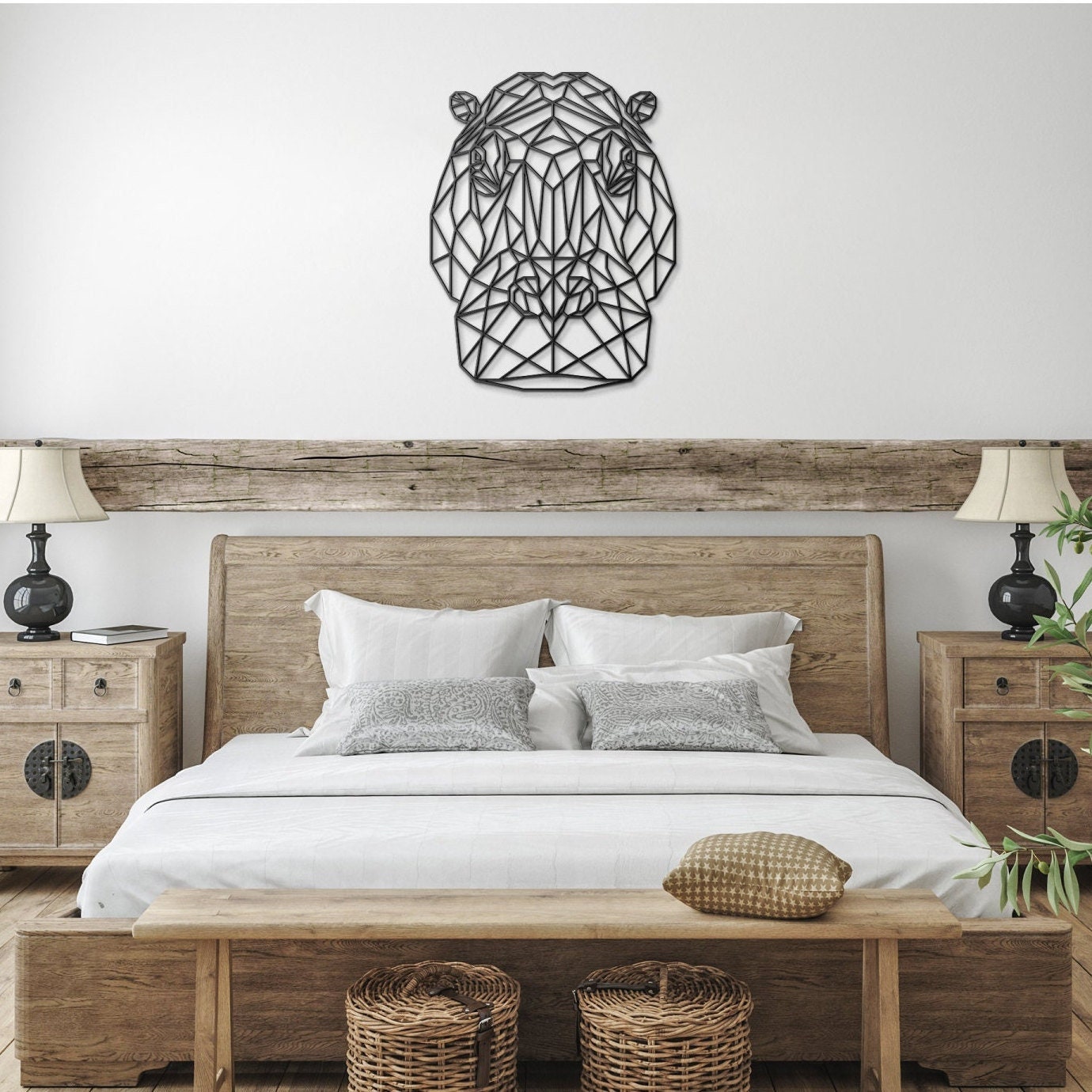 Geometric Hippo Metal Wall Art - Hippo Wall Decor, Metal Hippo Decor ...