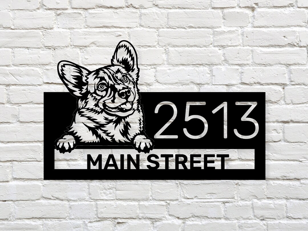 Custom Welsh Corgi Address Sign - Personalized Corgi Metal House Number ...