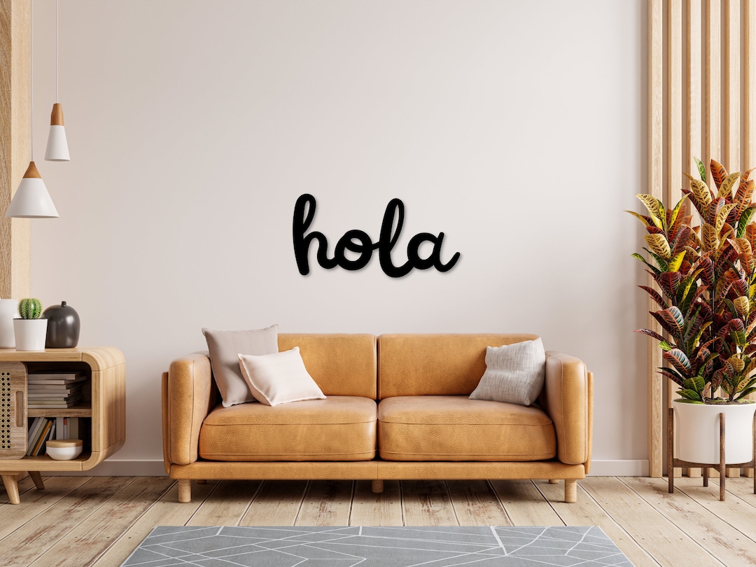 Metal Hola Sign - Metal Cursive Word Sign, Hola Word Wall Art, Hola ...