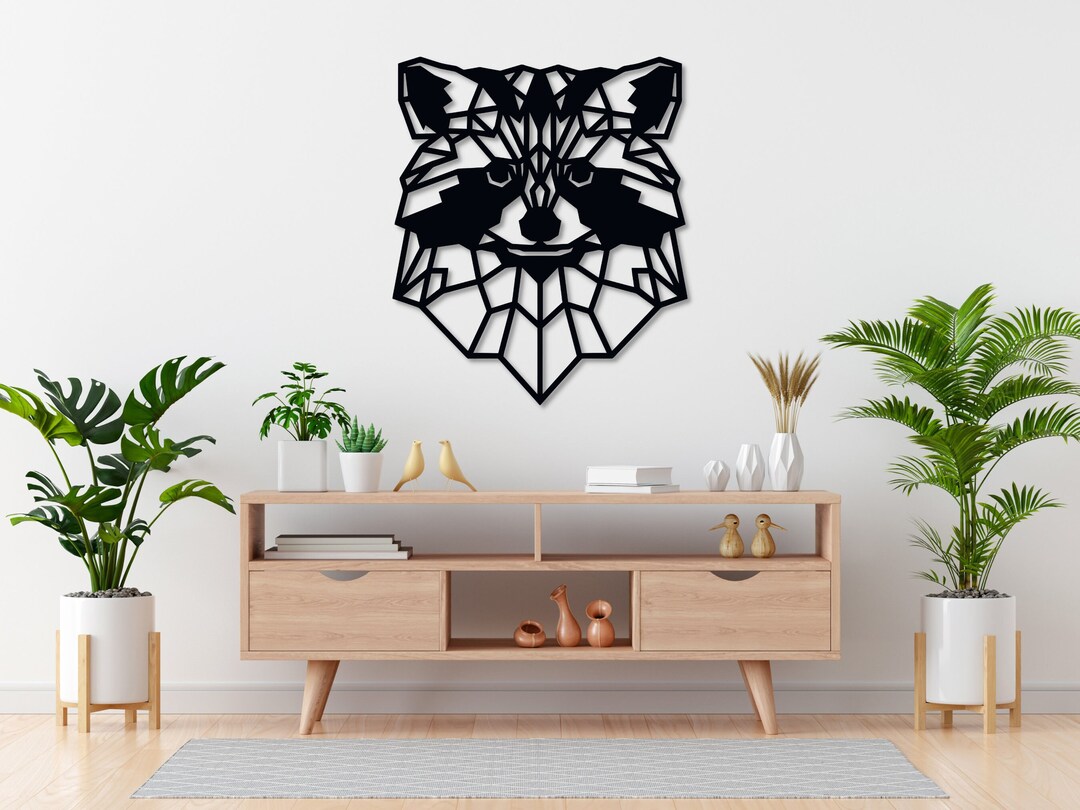Geometric Raccoon Metal Wall Art - Raccoon Wall Decor, Raccoon Wall ...