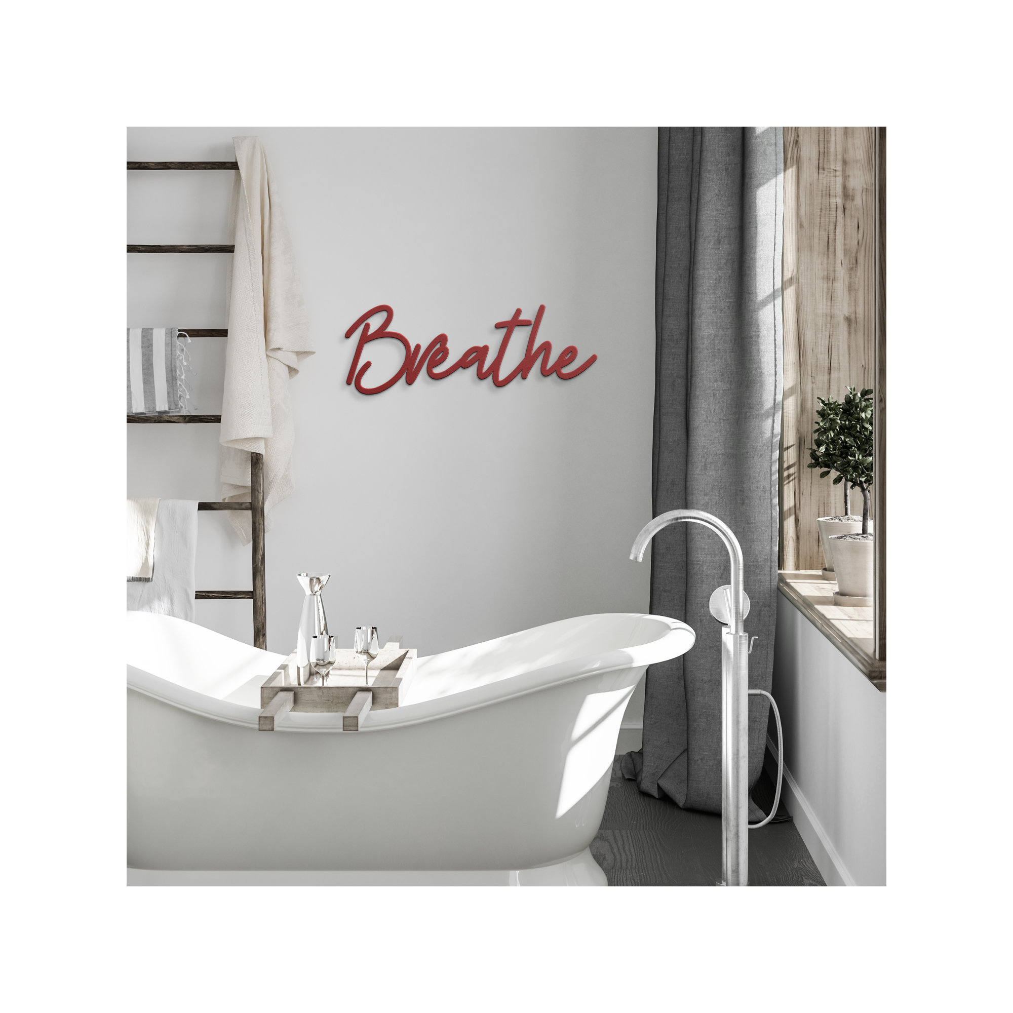 Metal Breathe Sign - Metal Cursive Word Sign, Breathe Word Wall Art ...