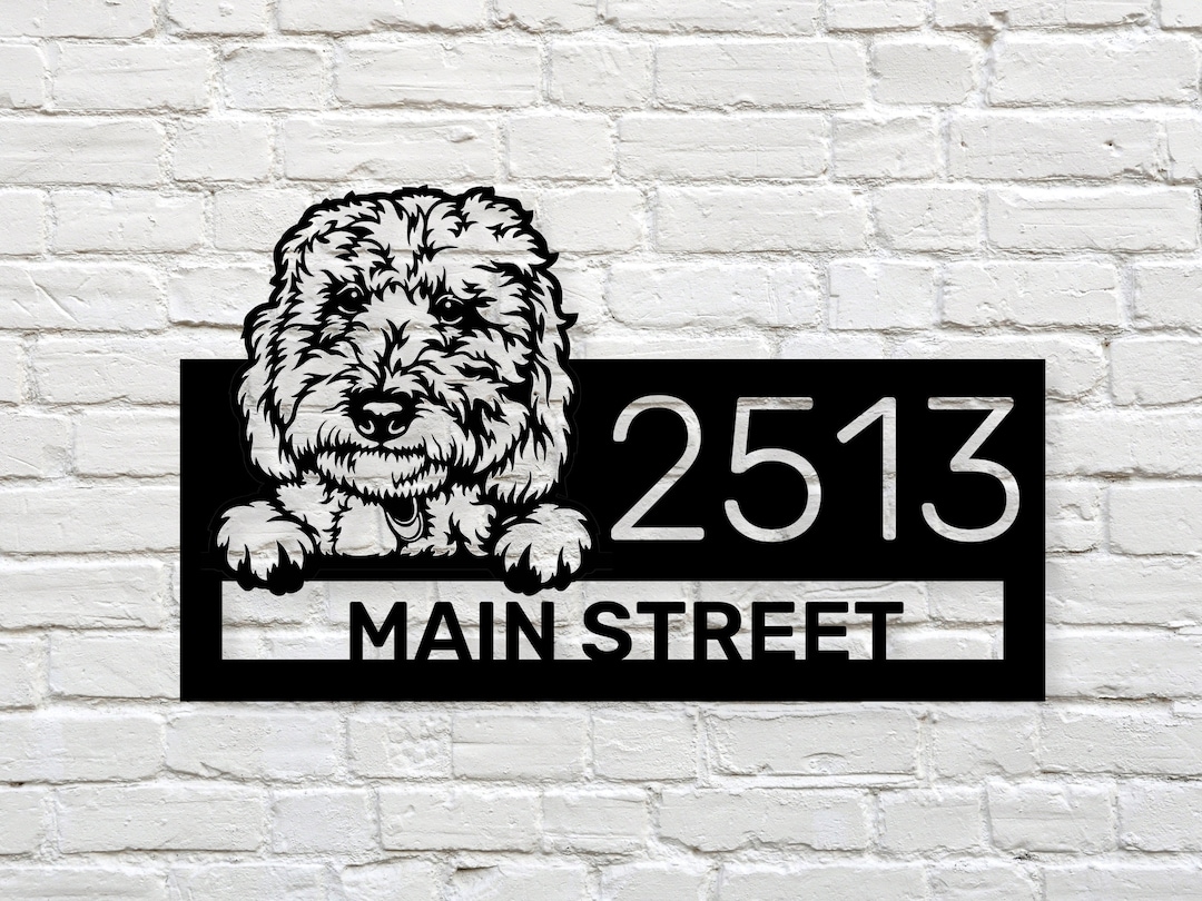 Custom Goldendoodle Address Sign - Personalized Goldendoodle Metal ...