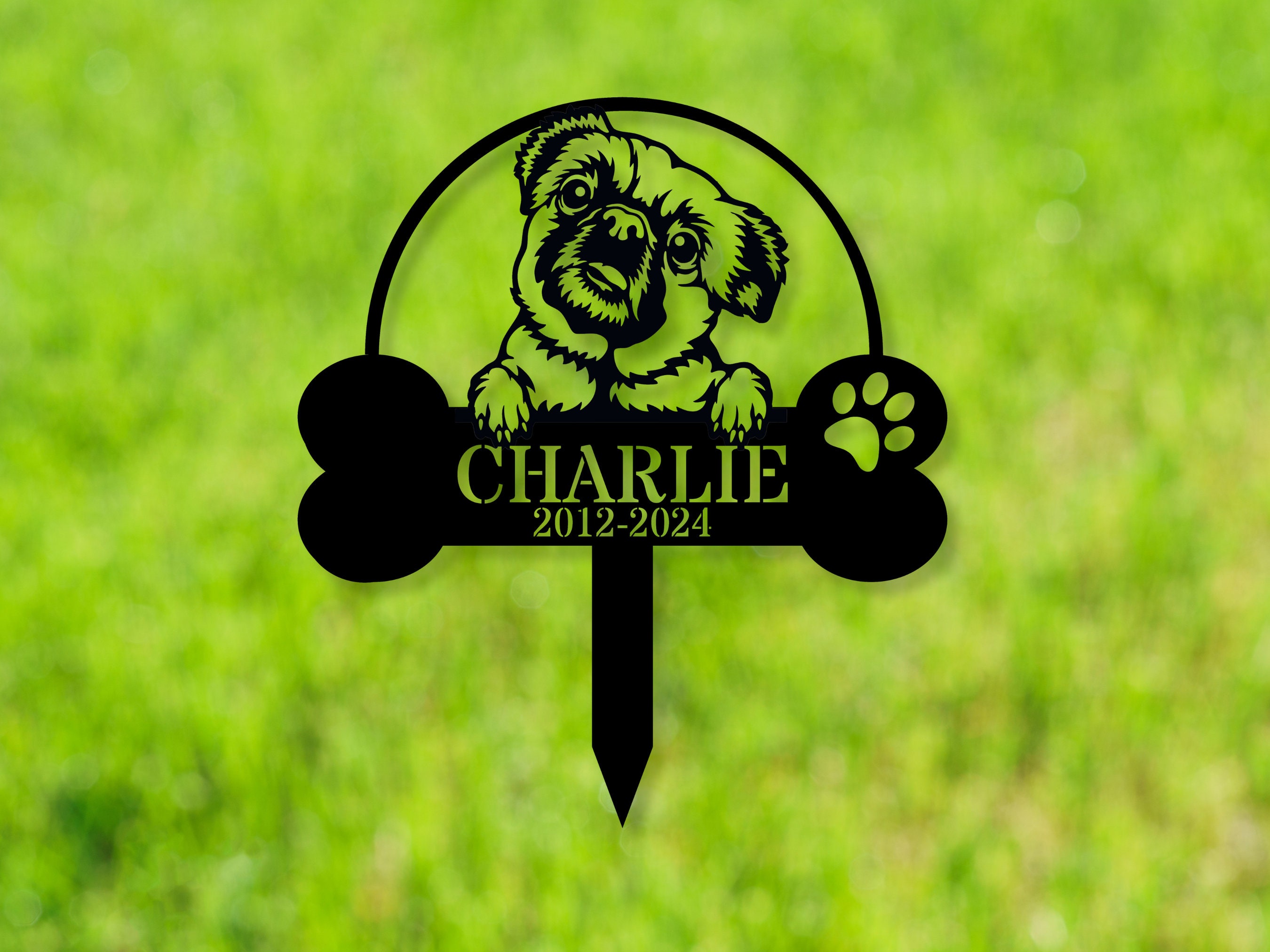 Custom Pug Memorial Stake Personalized Pug Dog Grave Marker, Metal Dog ...