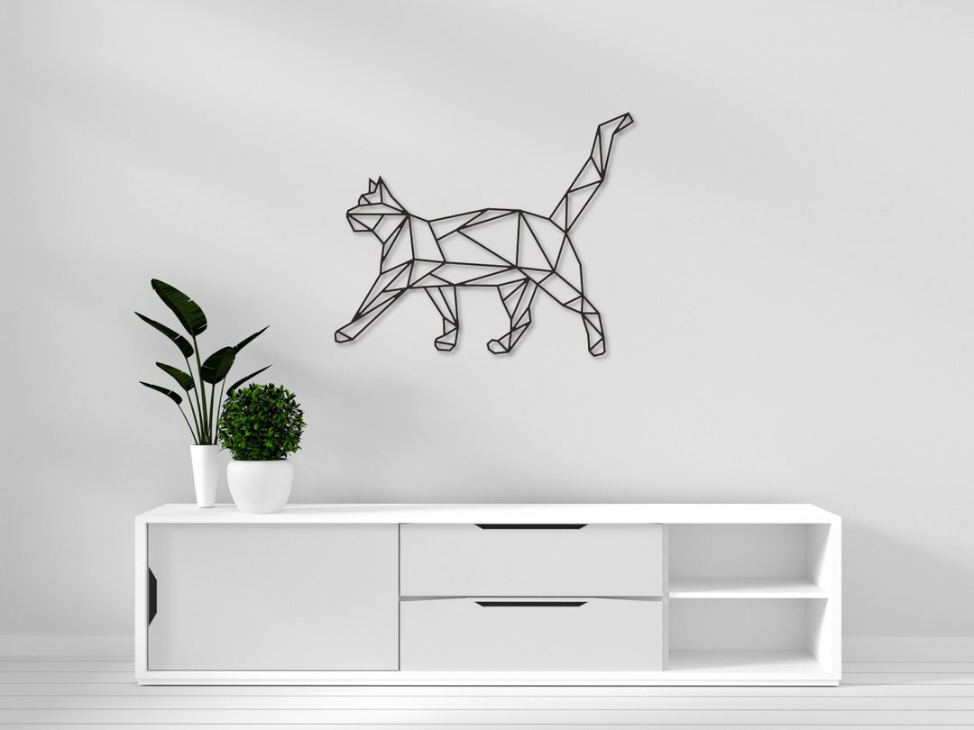 Geometric Cat Metal Wall Art - Cat Wall Decor, Metal Cat Decor, Cat ...