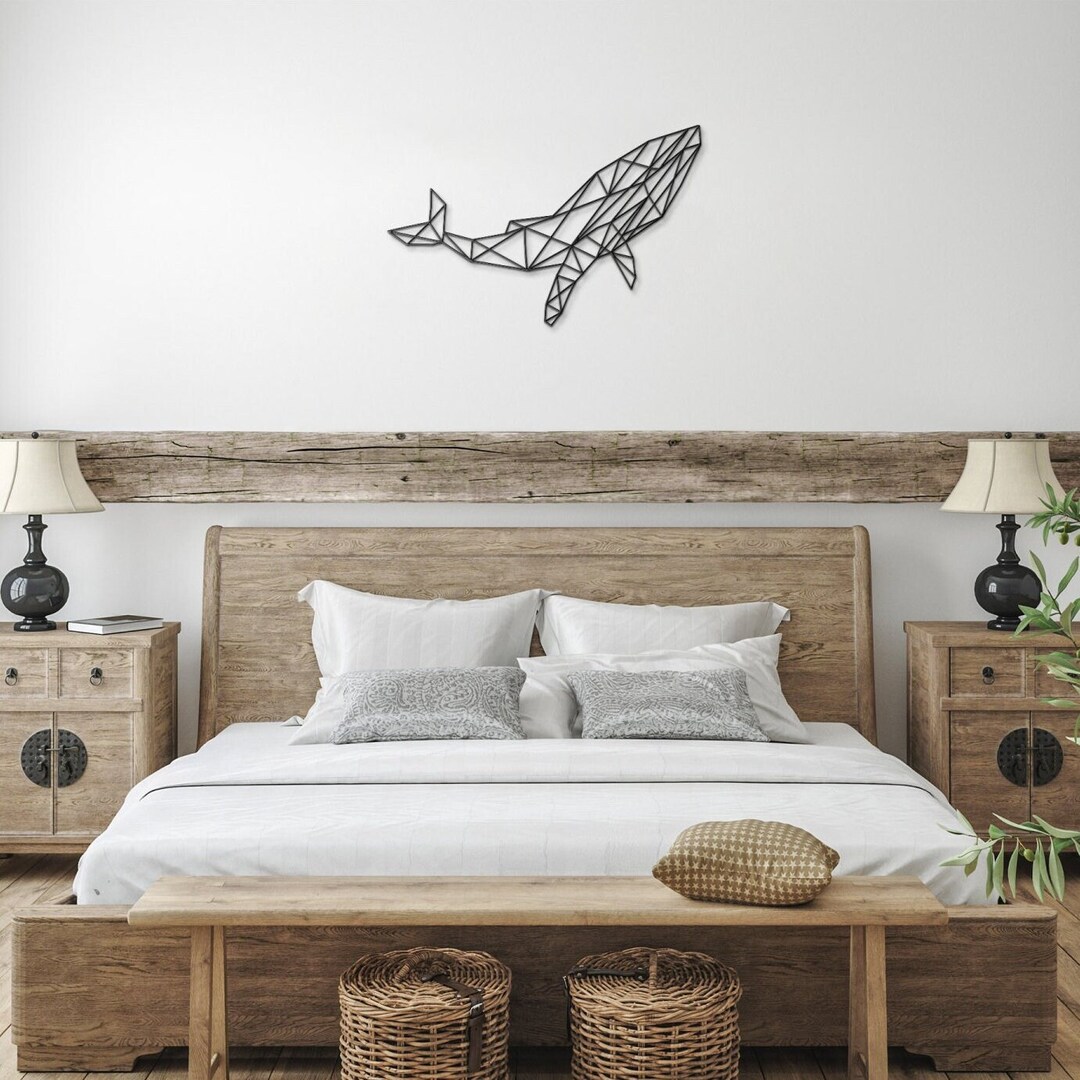 Geometric Whale Metal Wall Art Whale Wall Decor, Metal Whale Decor ...