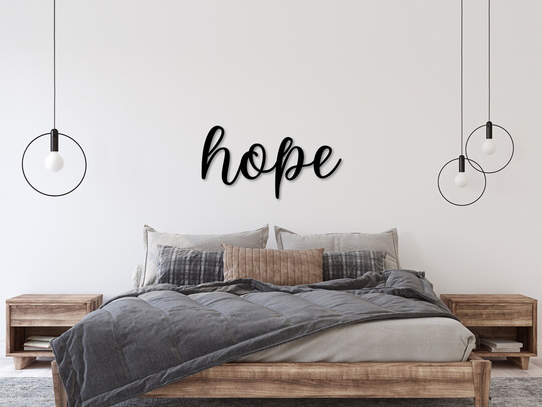 Metal Hope Sign - Metal Cursive Word Sign, Hope Word Wall Art, Hope ...