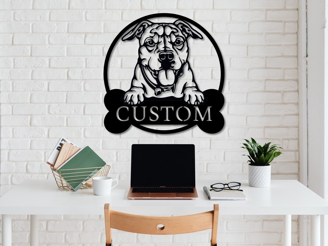 Custom Pitbull Wall Art - Personalized Pitbull Sign, Pitbull Wall Decor ...