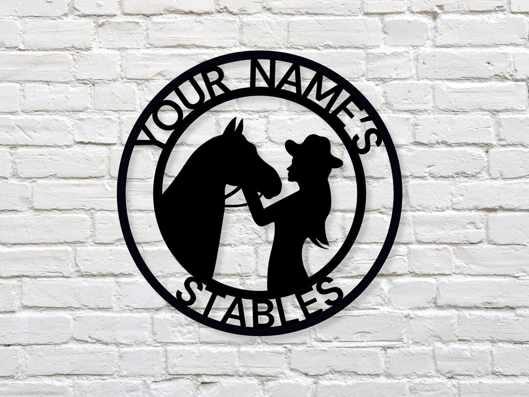 Custom Stable Name Sign - Personalized Horse Stall Door Metal Wall Art ...