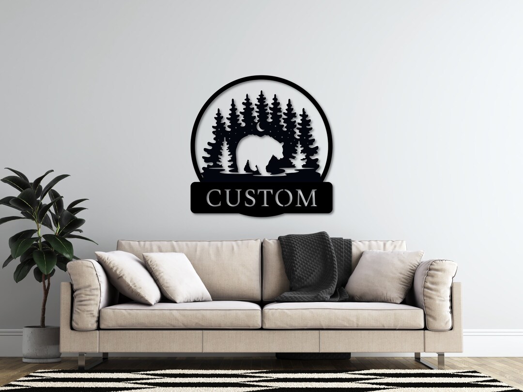 Custom Bear Mountain Metal Wall Art Rustic Cabin Decor, Bear Wall Decor ...